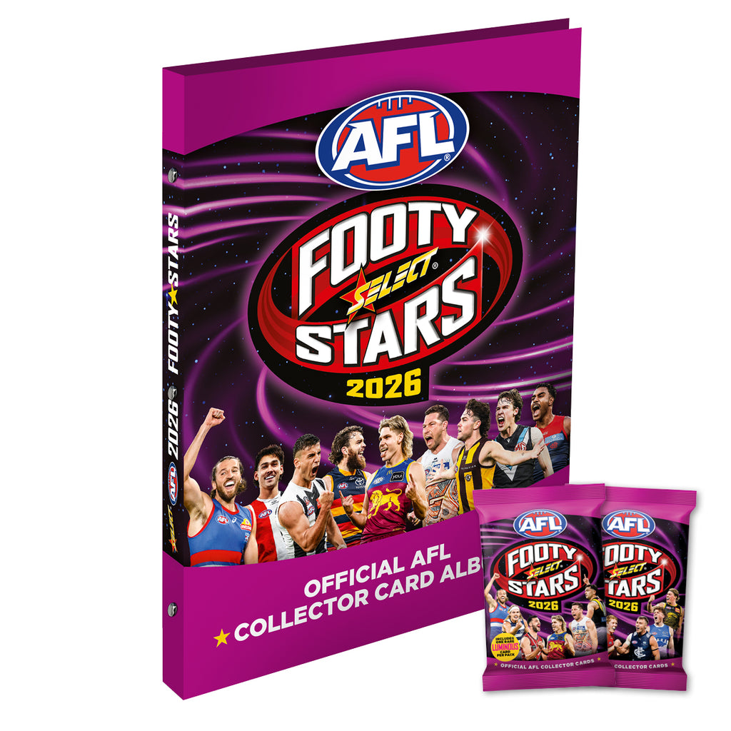 2026 AFL Footy Stars Binder Album + 2 Packs Cards – Select Cards